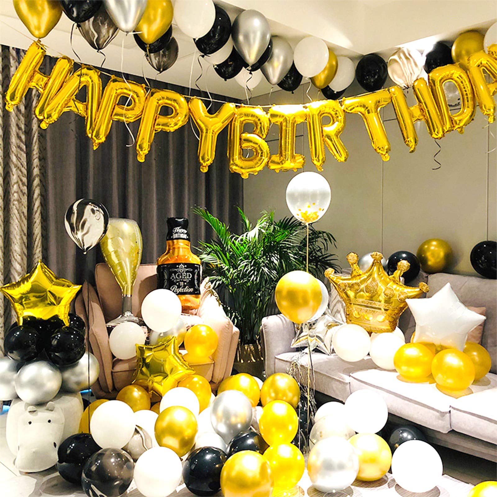 MYUBWTF 6 Pieces 40 inch Large Gold Crown Balloons, Giant Foil Cap Balloon, Aluminum Foil Helium Balloons for Birthday Wedding Party Decorations Anniversary Party Halloween Christmas (40-inch)