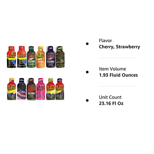 5 Hour Energy Shots Variety Pack- Assortment Of Regular & Extra Strength, 1.93 Fl Oz (Pack of 12)