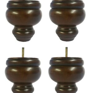 Elegent Upholstery 5" Buns Dark Walnut Sofa/Couch/Ottoman Wood Legs 5/16" Thread - Set of 4