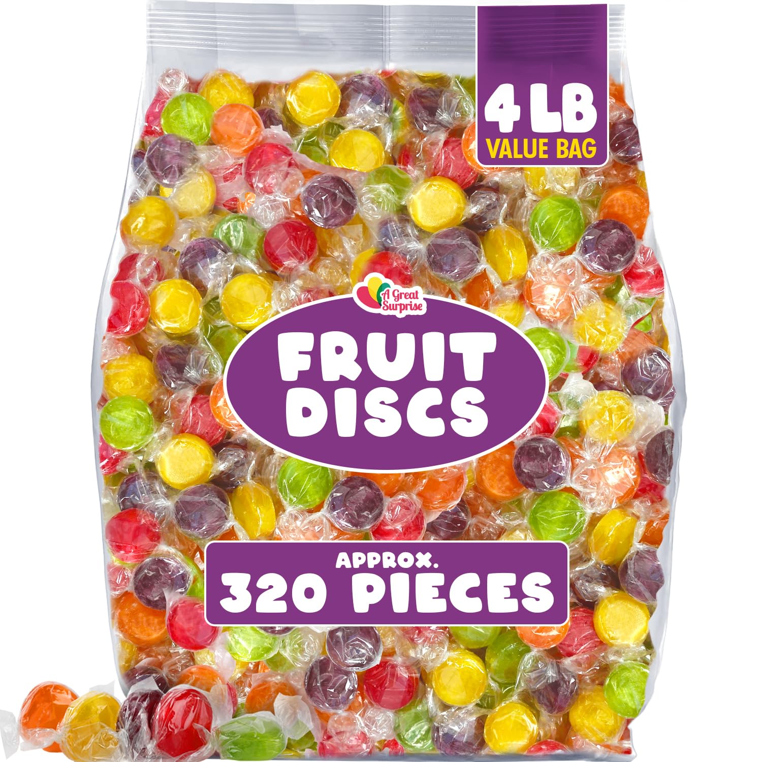 Fruit Flavored Hard Candy - Classic Hard Candy - 4 LB Bulk Candy - Assorted Fruit Flavored Candy - Individually Wrapped Bulk Candies