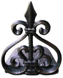 lulu decor, cast iron fleur de lis door stop, door stopper (lb15bk1)