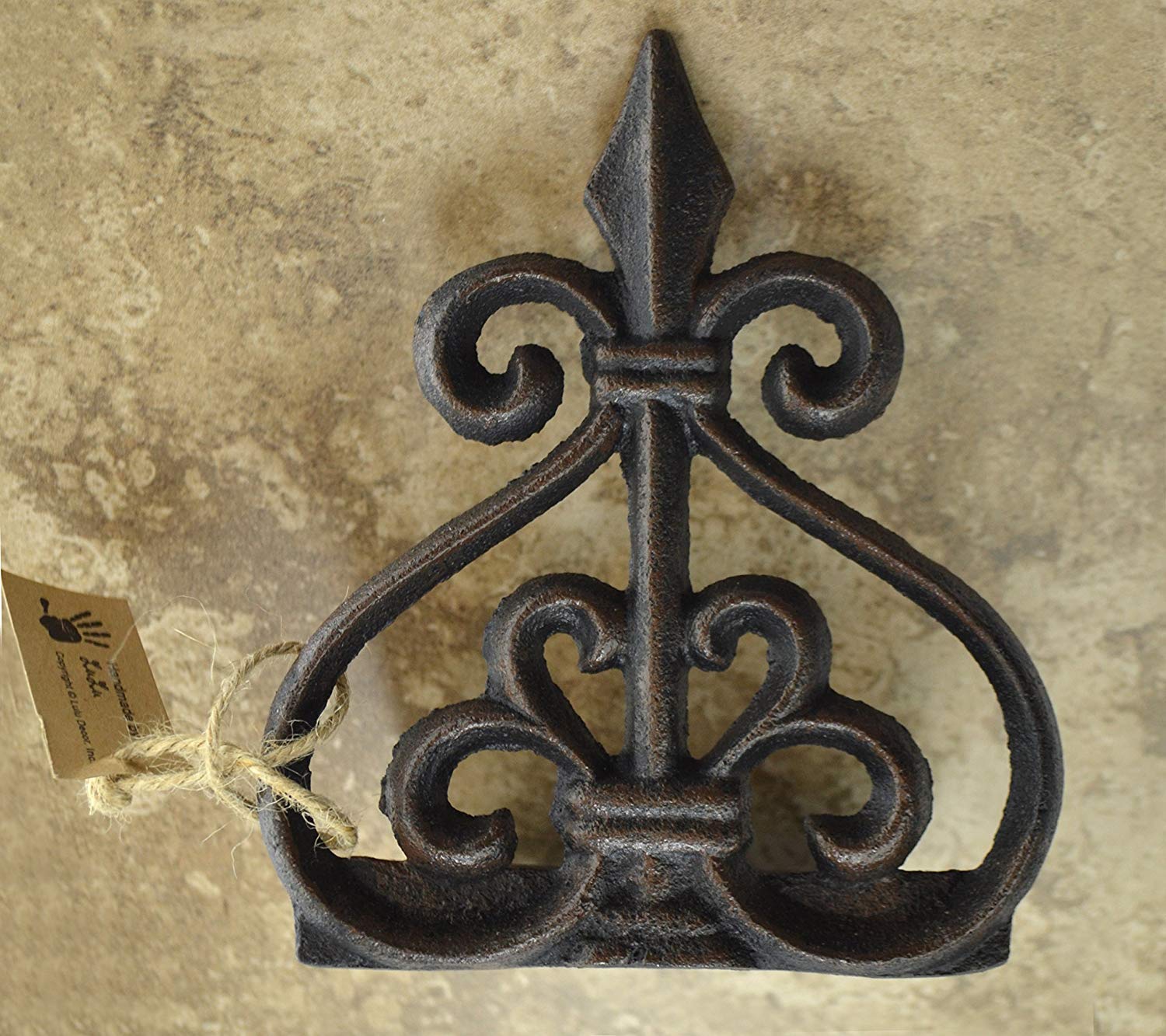 Lulu Decor, Cast Iron Fleur De Lis Door Stop, Door Stopper (LB15BK1)