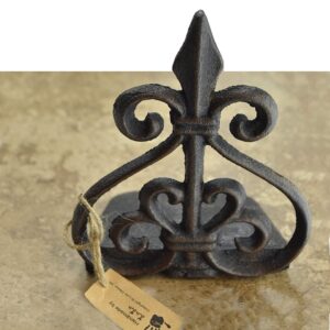 Lulu Decor, Cast Iron Fleur De Lis Door Stop, Door Stopper (LB15BK1)