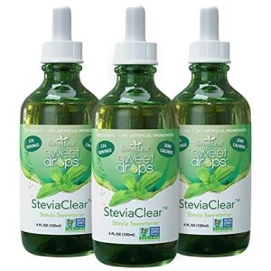 sweetleaf steviaclear sweet drops - stevia liquid drops sweetener, pure stevia drops with no bitter aftertaste, liquid sugar alternative, zero calorie, keto food, non-gmo sweetleaf stevia, 4 fl oz (pack of 3)