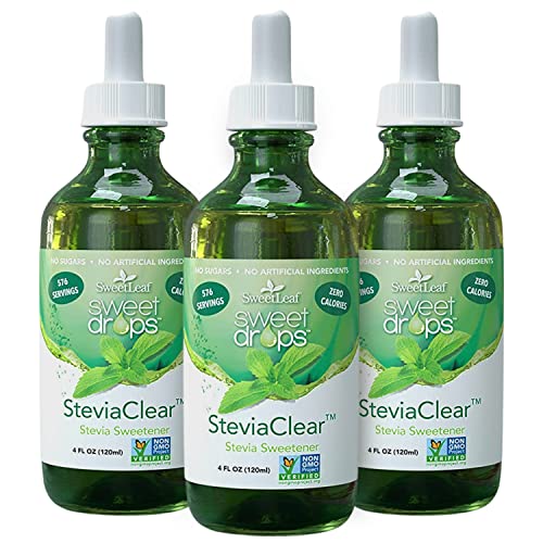 SweetLeaf SteviaClear Sweet Drops - Stevia Liquid Drops Sweetener, Pure Stevia Drops with No Bitter Aftertaste, Liquid Sugar Alternative, Zero Calorie, Keto Food, Non-GMO SweetLeaf Stevia, 4 Fl Oz (Pack of 3)