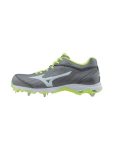 mizuno women's 9-spike advanced sweep 3 softball shoe, grey/white, 7 d us