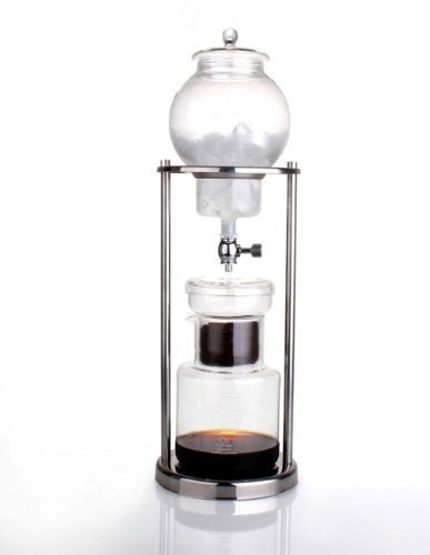 NISPIRA Luxury Ice Cold Brew Dripper Coffee Maker in Stainless Steel and Borosilicate Glass, 1000 ml Silver