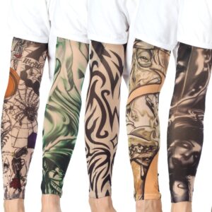 AKStore 20PCS Set Arts Fake Temporary Tattoo Arm Sunscreen Sleeves Designs Tiger, Crown Heart, Skull, Tribal and Etc