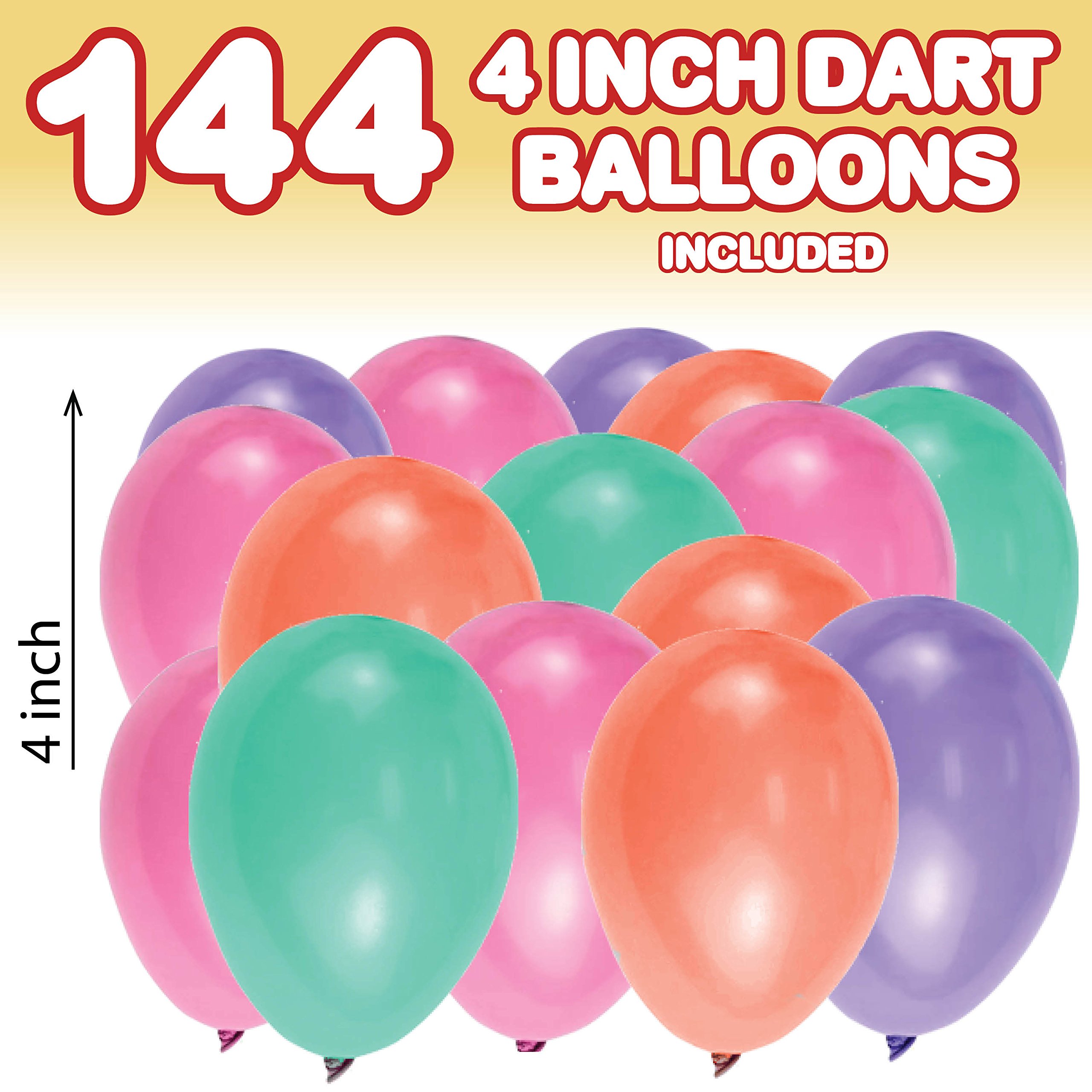 Gamie Dart Balloon Game Jumbo Fun Set includes 144 dart Balloons and 11 Plastic Darts with Copper Tips, Exciting Outdoor Game for Children and Adults, Best Carnival, Birthday Party and Backyard Fun