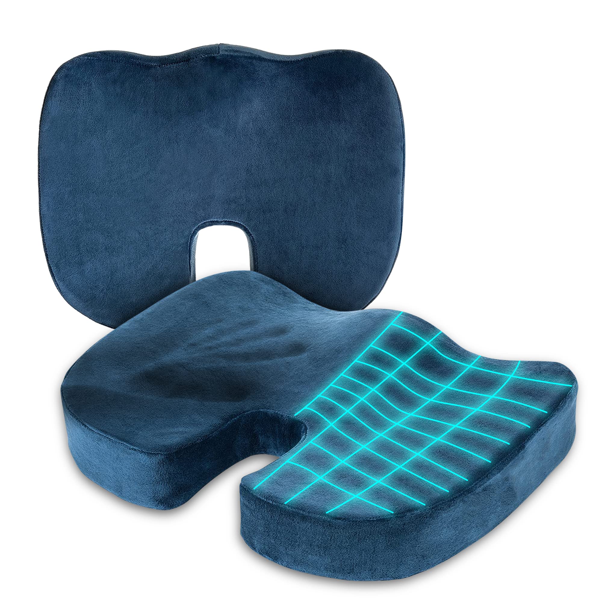 OFFICEGYM Orthopedic Coccyx Seat Cushion: Premium Memory Foam Pillow for Tailbone Pain & Back Support. Ergonomic & Travel Ready. Premium Hip & Back Support for Office Chair, Cars, & Airplane Seats