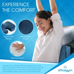 OFFICEGYM Orthopedic Coccyx Seat Cushion: Premium Memory Foam Pillow for Tailbone Pain & Back Support. Ergonomic & Travel Ready. Premium Hip & Back Support for Office Chair, Cars, & Airplane Seats