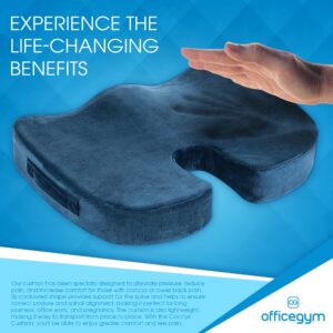 OFFICEGYM Orthopedic Coccyx Seat Cushion: Premium Memory Foam Pillow for Tailbone Pain & Back Support. Ergonomic & Travel Ready. Premium Hip & Back Support for Office Chair, Cars, & Airplane Seats