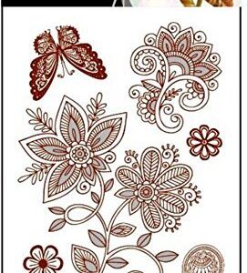 AHIER Henna Tattoo, 6 Sheets Henna Stickers, Waterproof Red Henna Tattoo Stickers for Women