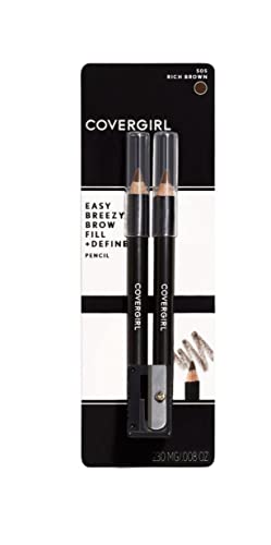 CoverGirl Easy Breezy Brow, Fill+Define Pencils [505] Rich Brown 2 ea​​ ( Pack of 4)​