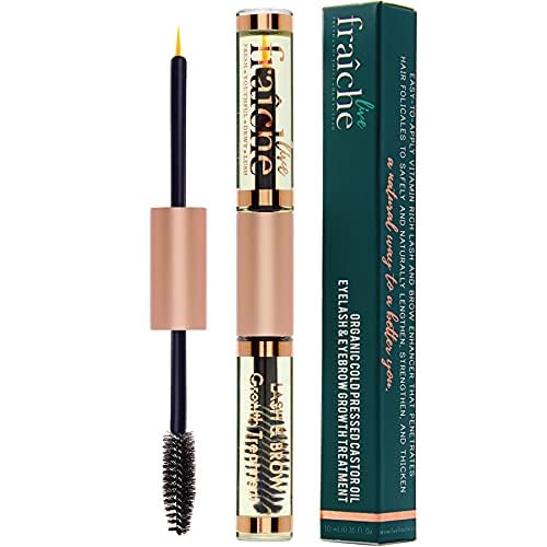 USDA Organic Castor Oil Lash Serum - Premium All Natural Cold Pressed Castor Oil Eyelash Growth Serum with Mascara Tube - Eyelash Treatment and Conditioner - For Thicker and Fuller Lashes