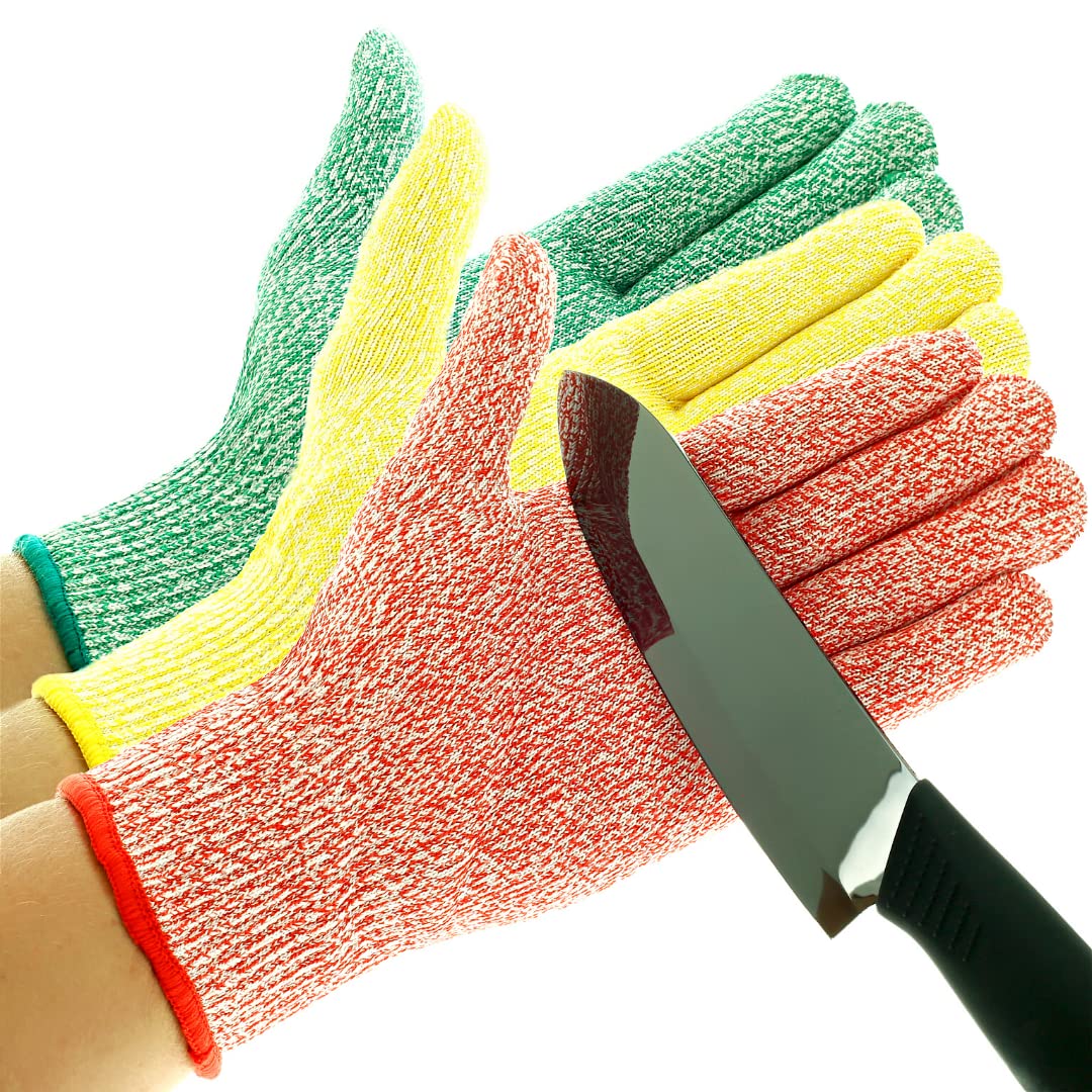 TruChef Cut Resistant Gloves - 3 Pack, Food Grade, Fits both hands, Level 5 Protection, Small