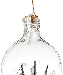 Hampton Nautical Santa Maria Model Ship in a Glass Bottle Christmas Ornament, 4"