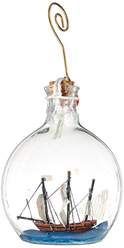 Hampton Nautical Santa Maria Model Ship in a Glass Bottle Christmas Ornament, 4"