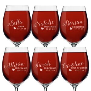 My Personal Memories, Personalized Wine Glasses for Bridesmaid, Engraved Monogrammed and Customized