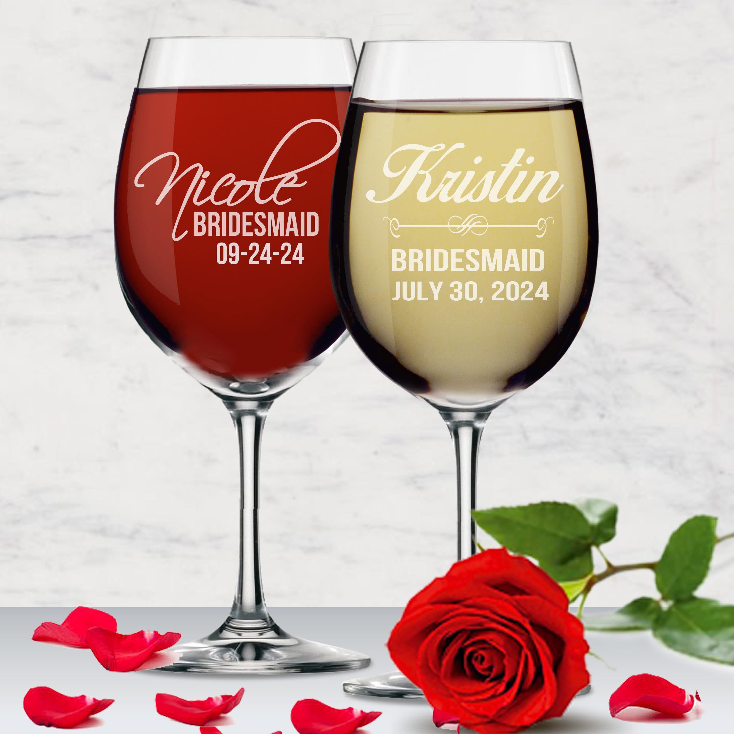 My Personal Memories, Personalized Wine Glasses for Bridesmaid, Engraved Monogrammed and Customized