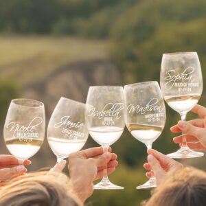 My Personal Memories, Personalized Wine Glasses for Bridesmaid, Engraved Monogrammed and Customized