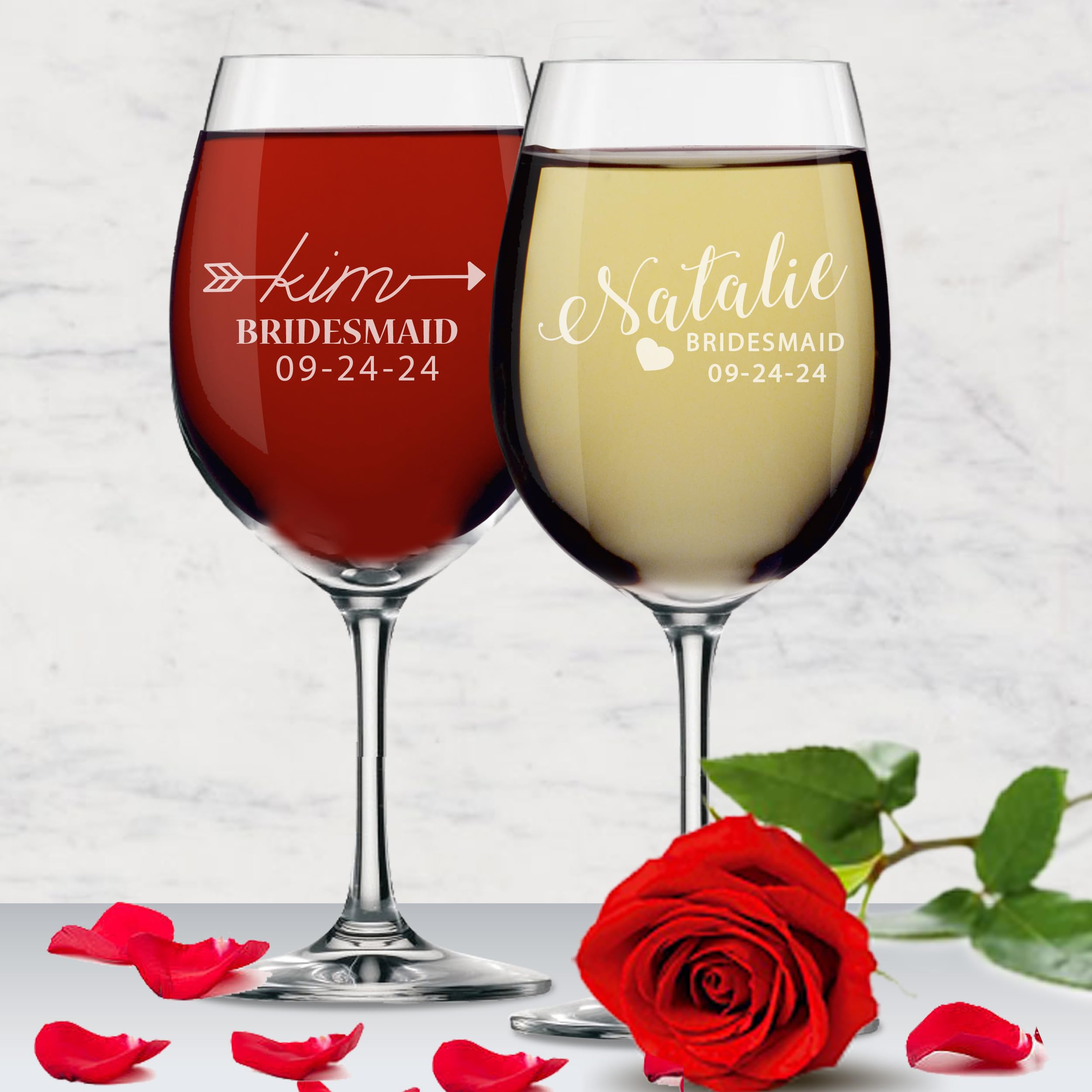 My Personal Memories, Personalized Wine Glasses for Bridesmaid, Engraved Monogrammed and Customized