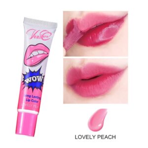 6-PACK Peel-Off Colored Lip Stain Gloss + Applicator Stick | Variety of SIX Luscious, Sexy Colors | Apply, Let Dry, Peel Away, and Look Beautiful!