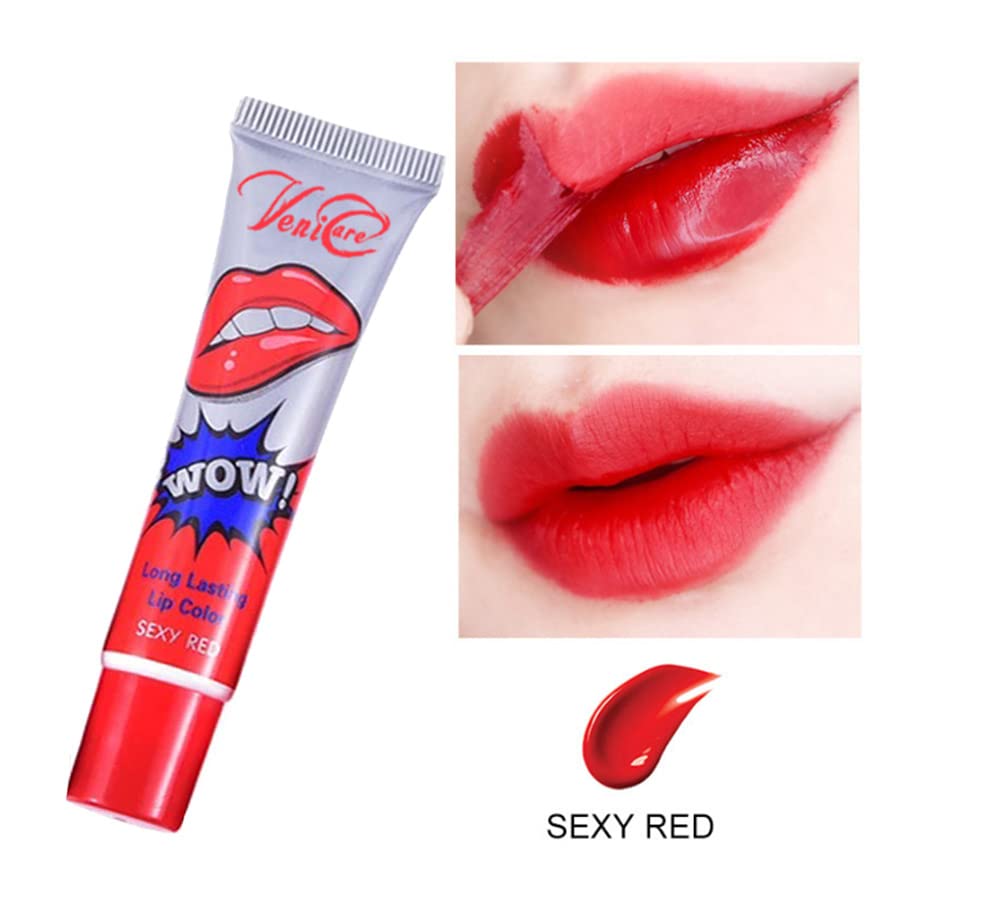 6-PACK Peel-Off Colored Lip Stain Gloss + Applicator Stick | Variety of SIX Luscious, Sexy Colors | Apply, Let Dry, Peel Away, and Look Beautiful!