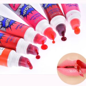 6-PACK Peel-Off Colored Lip Stain Gloss + Applicator Stick | Variety of SIX Luscious, Sexy Colors | Apply, Let Dry, Peel Away, and Look Beautiful!