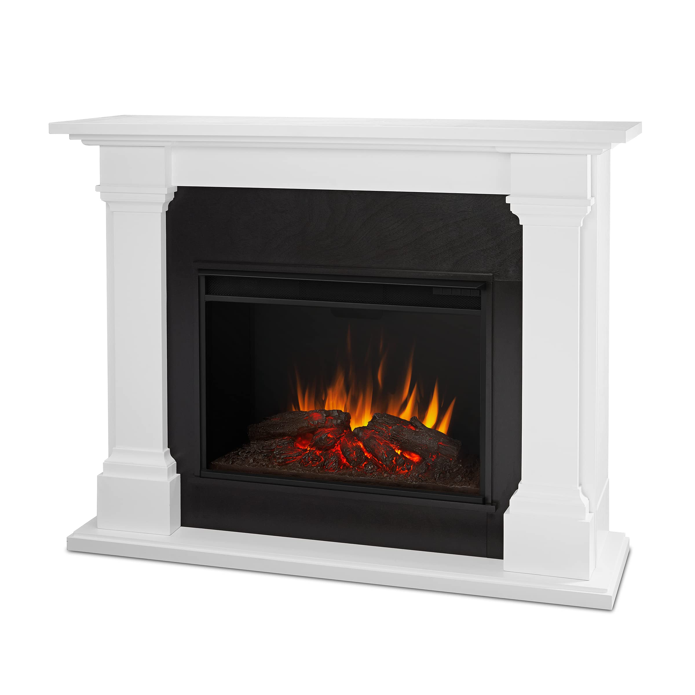 Real Flame Callaway Grand Electric Fireplace, Free-Standing with Mantel & Real Wood Finish