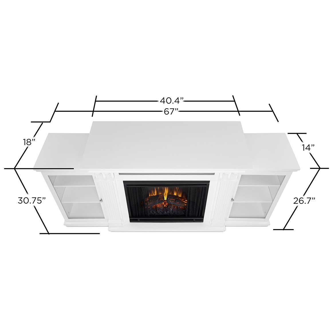 Real Flame Media Calie Electric Fireplace in White