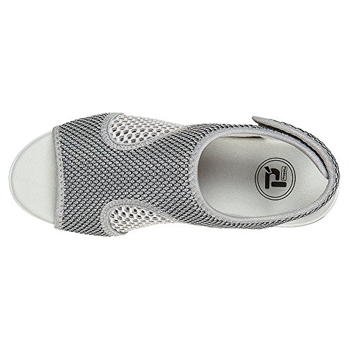 Propét Womens TravelActiv Sandal, Silver/Black, 8 Wide US