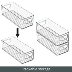 mDesign Small Plastic Nursery Storage Container Bins with Handles for Organization in Cabinet, Closet or Cubby Shelves - Organizer for Baby Food, Bibs, Formula - Ligne Collection - Clear