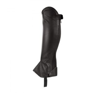 horze classic synthetic leather half chaps for equestrian english riding adult women, men - black - m