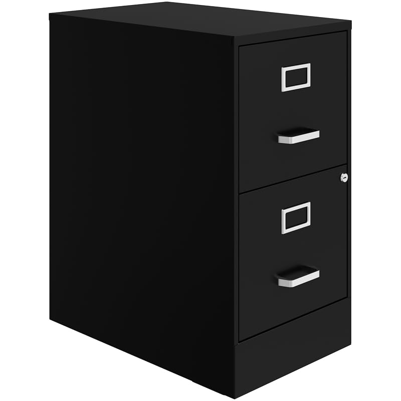 Pemberly Row 22" 2-Drawer Traditional Metal File Cabinet in Black