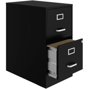 Pemberly Row 22" 2-Drawer Traditional Metal File Cabinet in Black