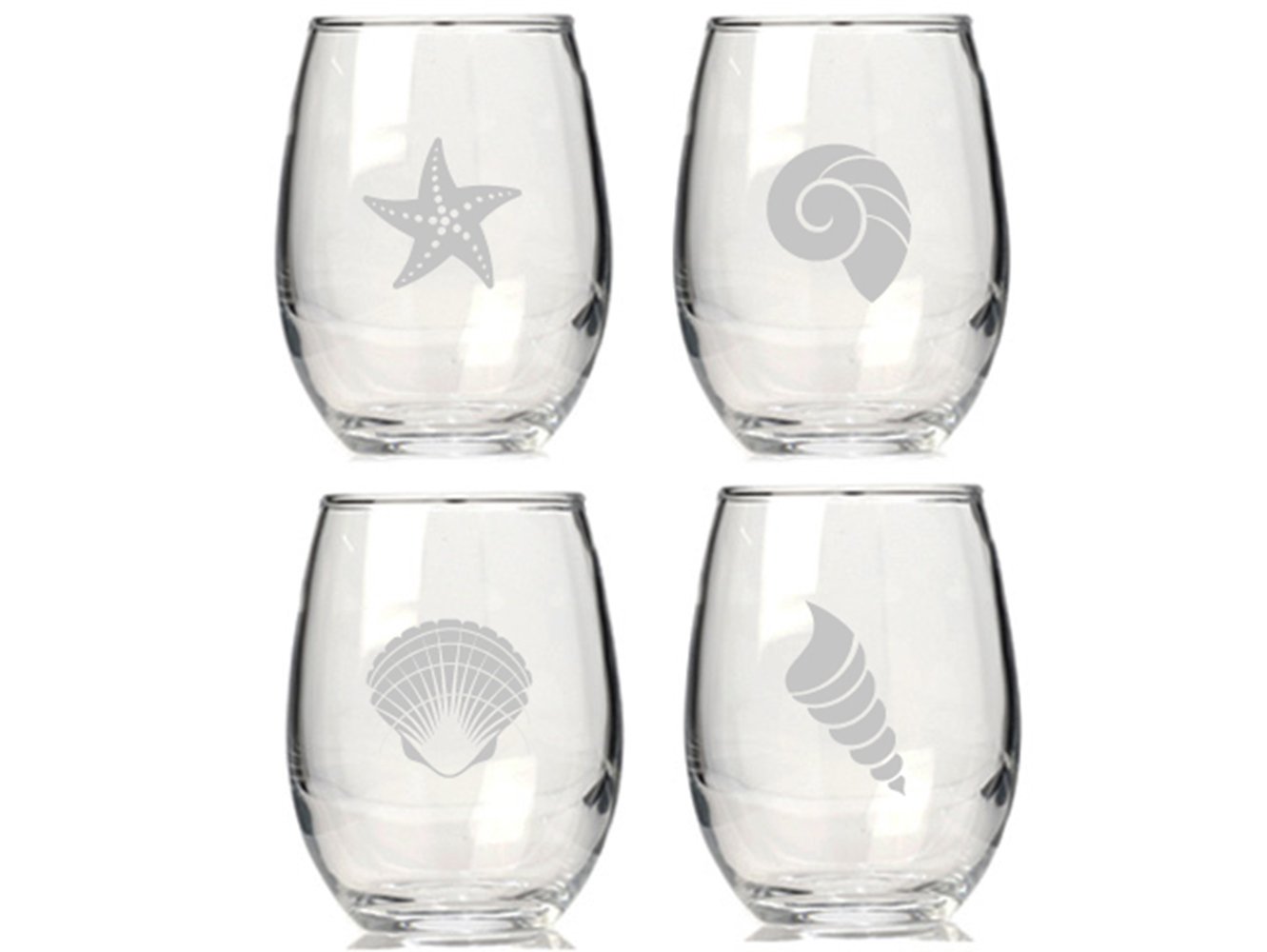 Beach Collection Stemless Wine Glasses (set of 4)