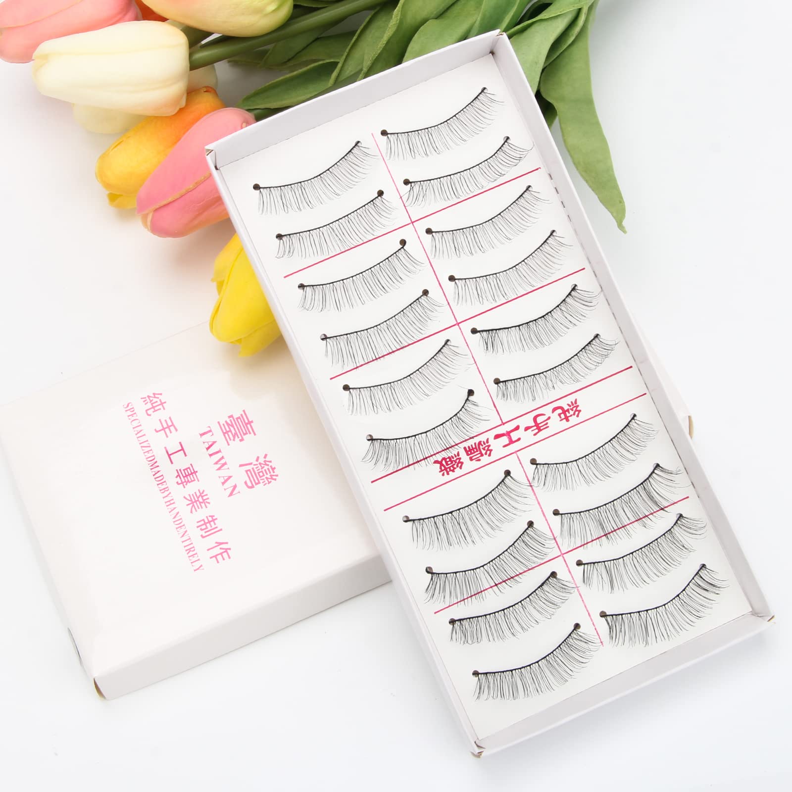 AHIER 50 Pairs Natural Look Taiwan Handmade Fake False Eyelashes Eye Lashes Classical Eyelashes