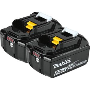 makita bl1860b-2 18v lxt lithium-ion 6.0ah battery, 2/pk, black