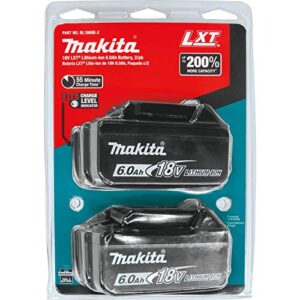 Makita BL1860B-2 18V LXT Lithium-Ion 6.0Ah Battery, 2/pk, Black