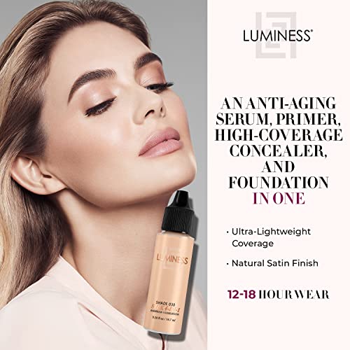 Luminess Air Silk 4-In-1 Airbrush Foundation- Foundation, Shade 030 (.5 Fl Oz) - Sheer to Medium Coverage - Anti-Aging Formula Hydrates and Moisturizes - Professional Makeup Kit for Cordless Air Brush