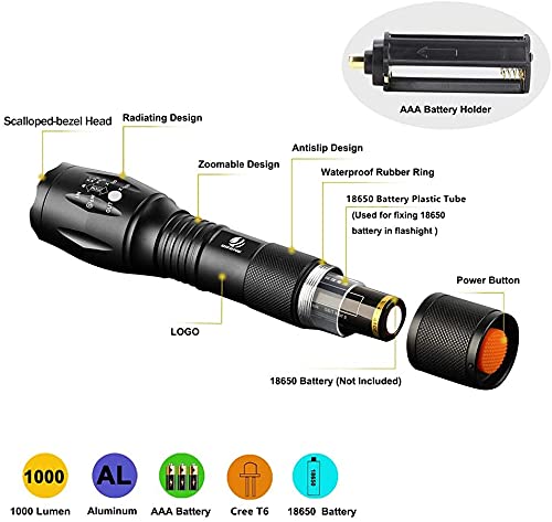 yIFeNG Tactical Flashlight Led Flashlight High Lumens S1000 - T6 Upgraded Flash Light Ultra Bright with Zoomable 5 Modes, Camping Accessories for Outdoor Emergency Gear (2 Pack)