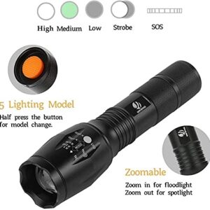 yIFeNG Tactical Flashlight Led Flashlight High Lumens S1000 - T6 Upgraded Flash Light Ultra Bright with Zoomable 5 Modes, Camping Accessories for Outdoor Emergency Gear (2 Pack)