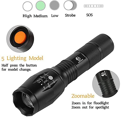 yIFeNG Tactical Flashlight Led Flashlight High Lumens S1000 - T6 Upgraded Flash Light Ultra Bright with Zoomable 5 Modes, Camping Accessories for Outdoor Emergency Gear (2 Pack)