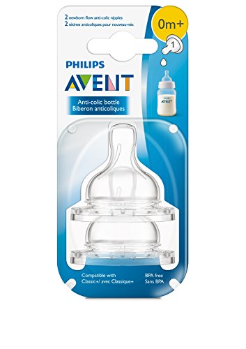 Philips AVENT Anti-Colic Nipple, Clear, Newborn (Pack of 2) (SCF421/27)