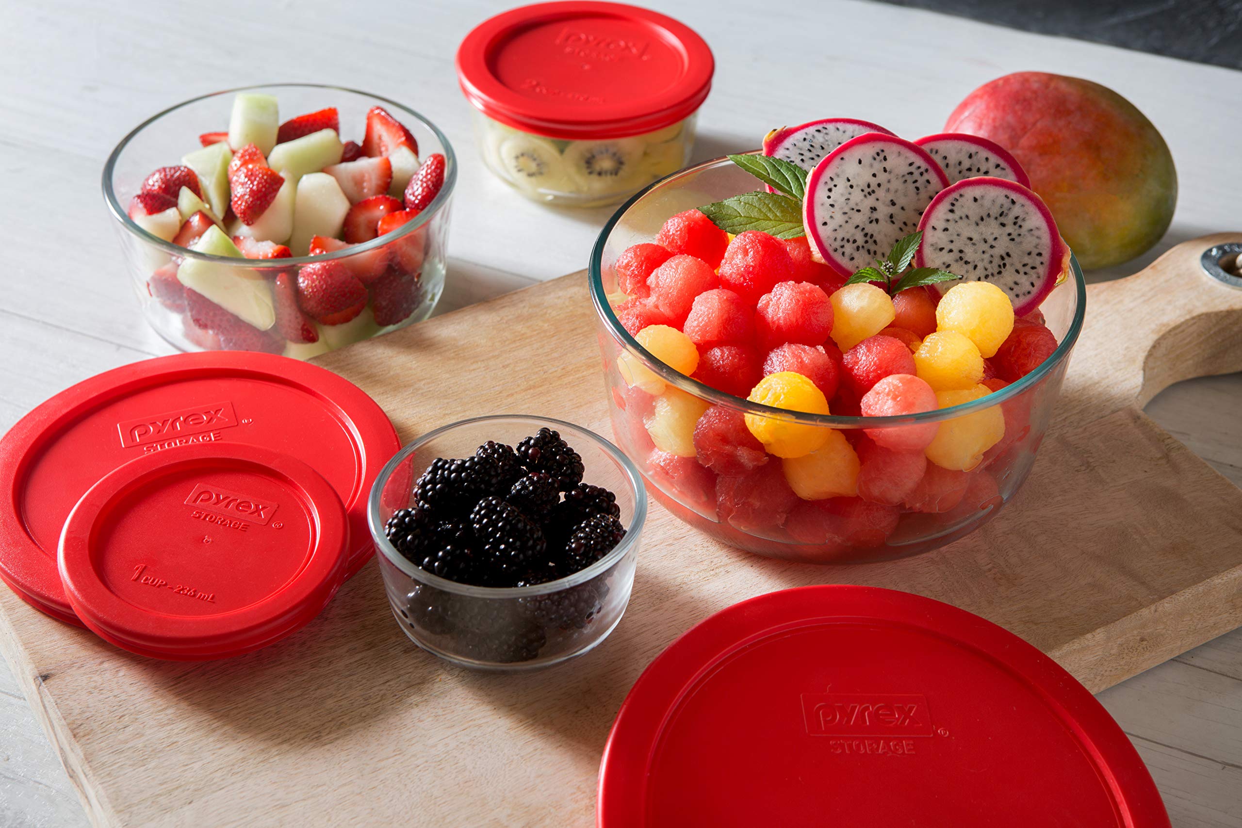 Pyrex 16-Pc Glass Food Storage Set - 7, 4, 2 & 1 Cup Round Containers With Lids, BPA-Free, Dishwasher & Microwave Safe