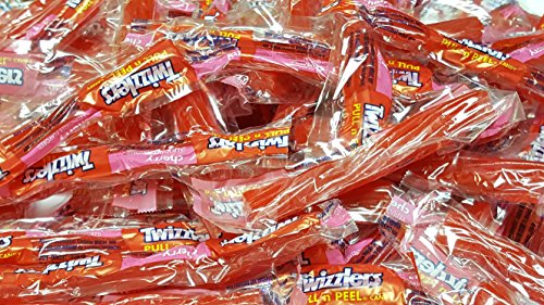 TWIZZLER Cherry Pull N' Peel Licorice, Red Single Twist Candy, Wrapped, 2 Pounds Single Twist Pack