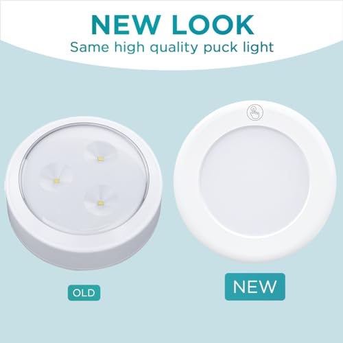 Brilliant Evolution Wireless LED Puck Light 3 Pack, Under Cabinet Lighting, Closet Lights, Kitchen Sink/Shelf Lights, Battery Powered, Stick On Push/Tap Lights - Under Cabinet Lights Wireless