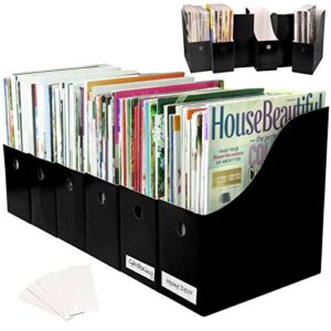 evelots magazine file holder organizer box (6, 12, or 24 pack) storage for desk and shelves multiple color options - includes labels for organization