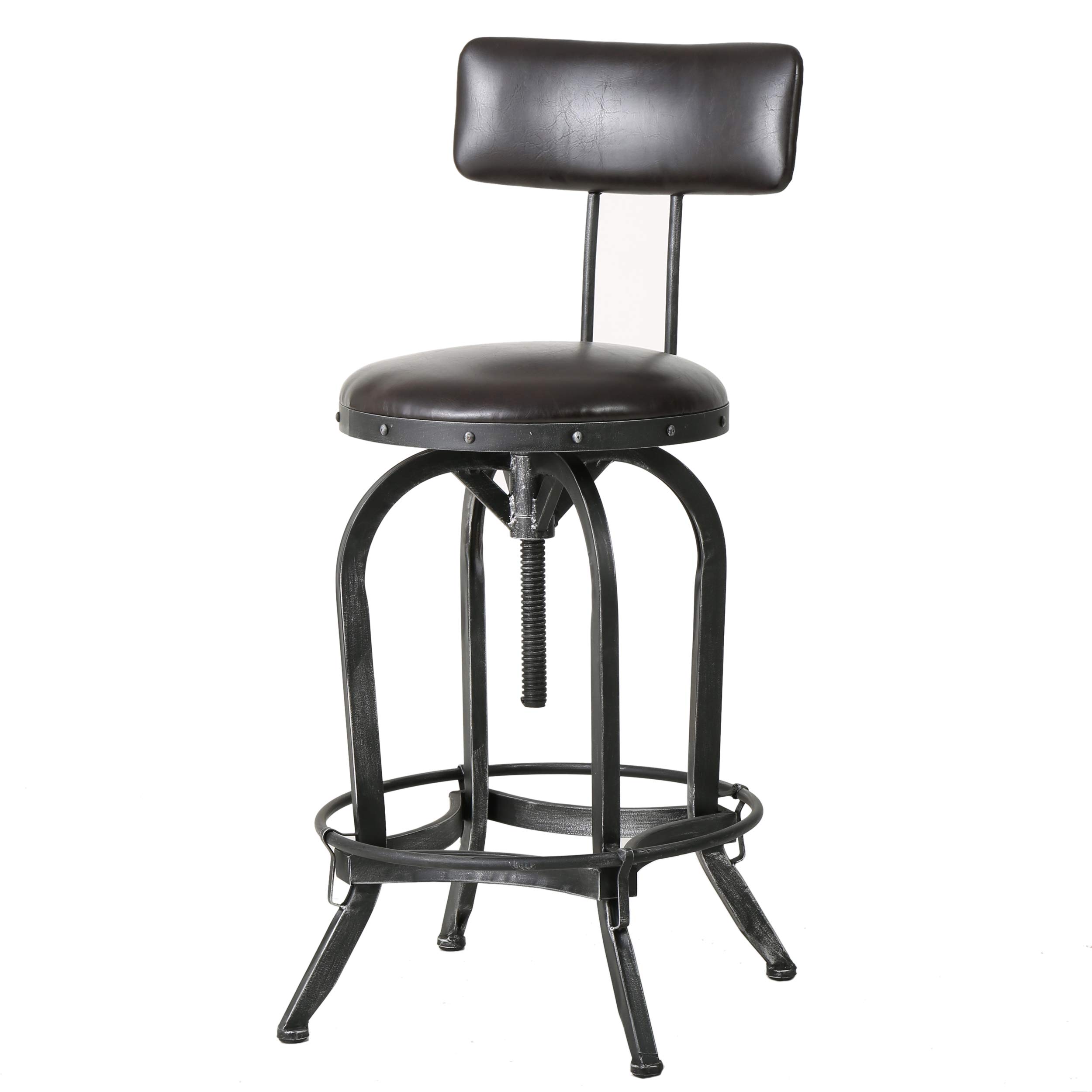 Christopher Knight Home Vlippu Leather Barstool with Backrest, Brown